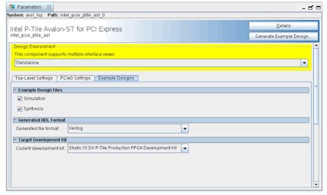 intel fpga p tile avalon streaming ip for pci express design example