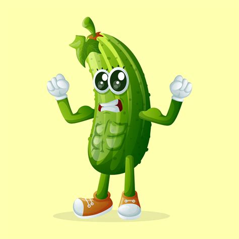 Cute Cucumber Character Showing Off His Muscles 25551303 Vector Art At Vecteezy