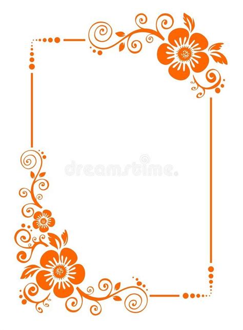 Orange Flower Border Design Orange Decorative Border Design Orange Flower Border Card Orange