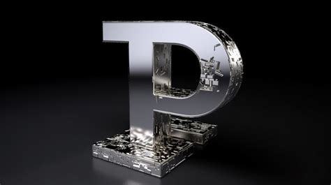Uppercase Letter Metallic Typescript Print 3d Render Of An P
