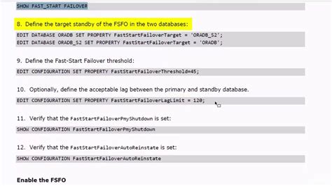 Oracle 12c Data Guard Administration Enabling The Fast Start Failover