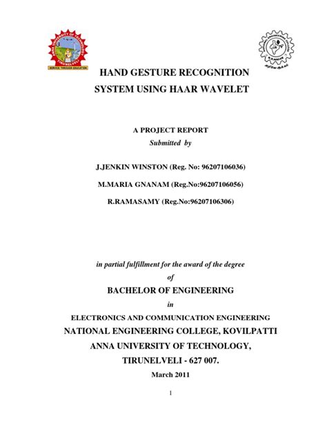 Hand Gesture Recognition Using Haar Wavelet Pdf Areas Of Computer Science Science