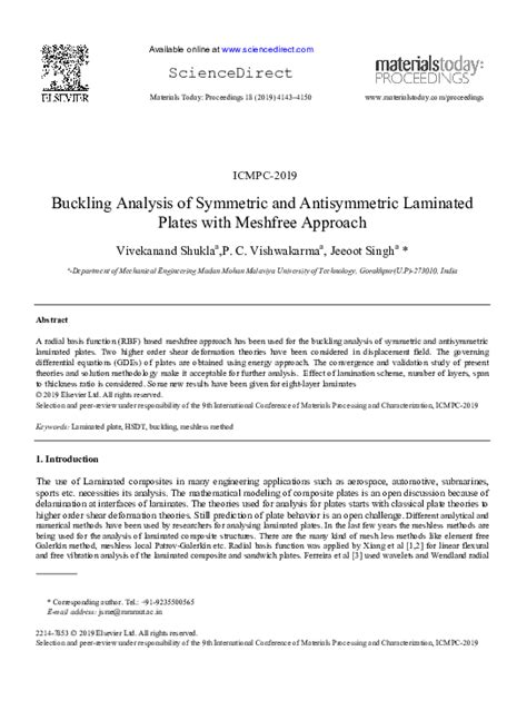 Pdf Buckling Analysis Of Symmetric And Antisymmetric Laminated Plates With Meshfree Approach