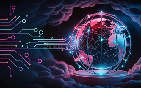 Ai Generated Globe With Interconnected Lines And Dots Abstract Technology And Clouud Stock
