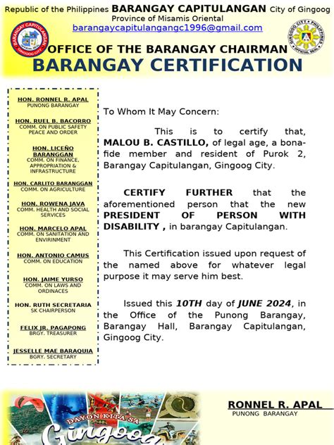 Brgy Certification Pdf
