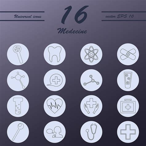의학 및 건강 관리 얇은 아이콘 벡터 세트 Ai Eps Uidownload