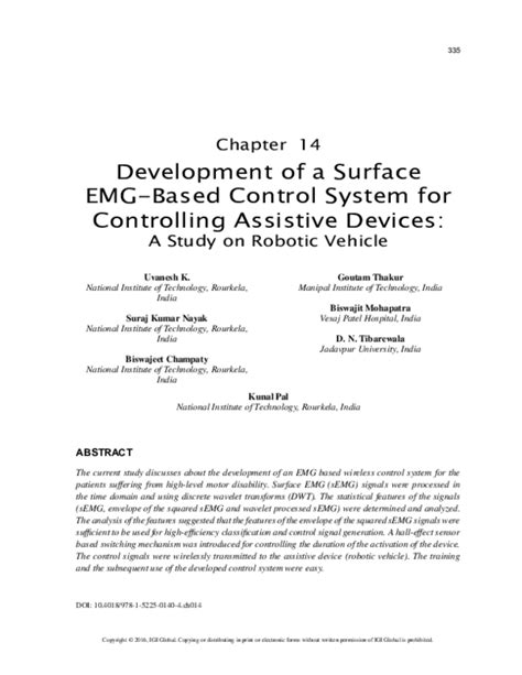 Pdf Development Of A Surface Emg Based Control System For Controlling