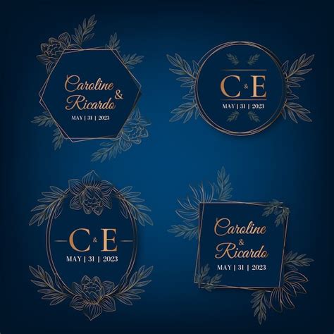 Gradient Wedding Celebration Labels Template Free Vector
