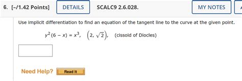 Solved Use Implicit Differentiation To Find An Equation Of
