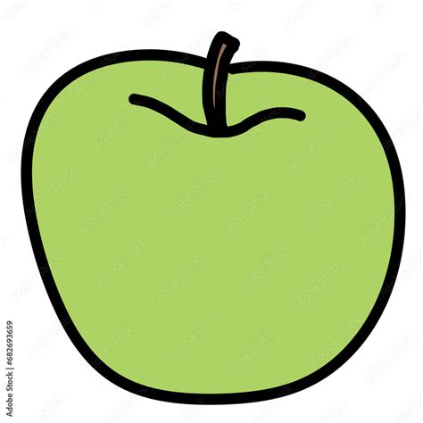 초록색 풋사과 사과 일러스트 素材庫插圖 Adobe Stock