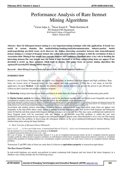 Pdf Performance Analysis Of Rare Itemset Mining Algorithms