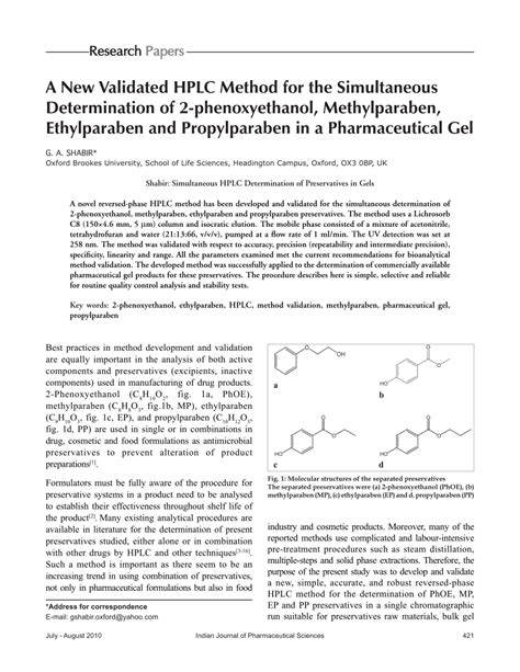 Pdf A New Validated Hplc Method For The Simultaneous Determination Of 2 Phenoxyethanol