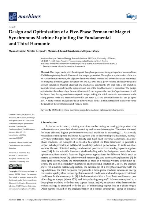 Pdf Design And Optimization Of A Five Phase Permanent Magnet Synchronous Machine Exploiting