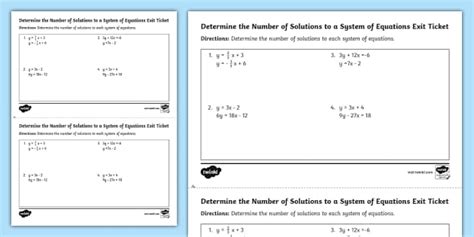 Eighth Gr Dtr The Number Of Solutions To A System Of Eq