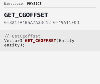 GetCgoffset FiveM Natives Cfx Re Docs