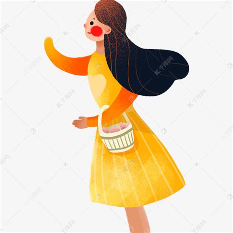 卡通挎着篮子的女人免扣图素材图片免费下载 千库网