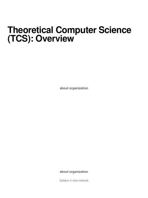 Tcs 0 Intro P Pdf Computational Complexity Theory Computer Science