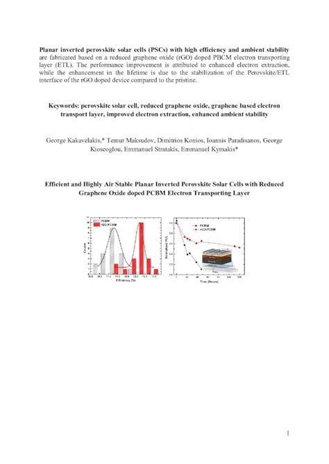 Pdf Planar Inverted Perovskite Solar Cells Pscs With High Nano