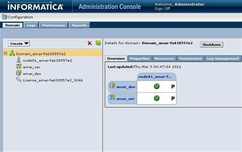 Learn Informatica Administration Console Tabs