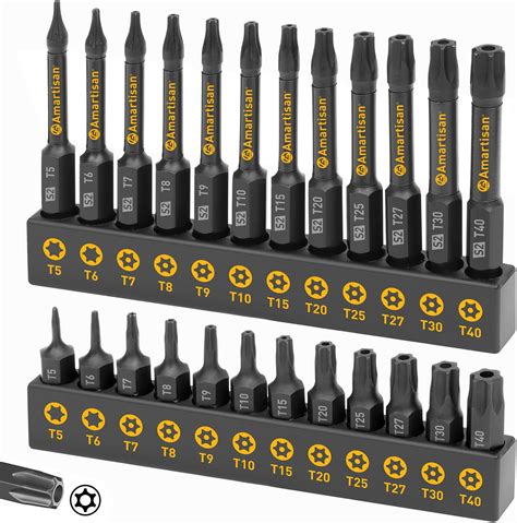 Guradesign 24 Piece Torx Bit Set T5 T40 Tamper Resistant Star Bits Set Security Torx Bit Set