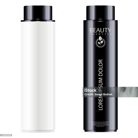 페이셜 토너에 대 한 흑인과 백인 화장품 병 세트 헤어 샴푸 나 샤워 젤 벡터 디자인 서식 파일입니다 화장품 이랑 포장입니다