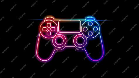 A Neon Outline Of A Video Game Controller Against A Black Background