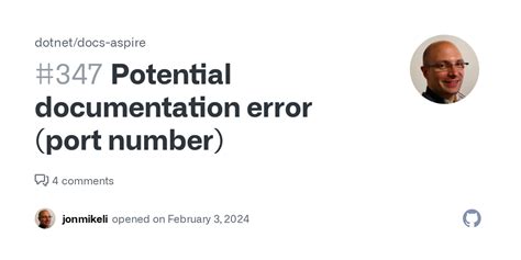 Potential Documentation Error Port Number · Issue 347 · Dotnetdocs