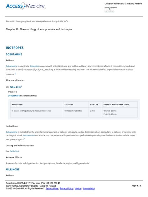 Inotropes Pdf Angiology Cardiovascular Physiology
