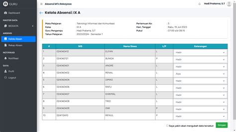 APLIKASI ABSENSI PEMBELAJARAN SISWA VANZDEV Jasa Pembuatan Website Dan Aplikasi
