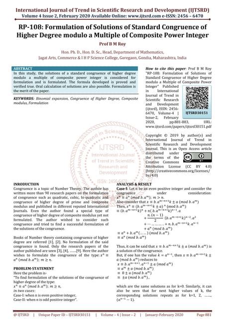 Rp 99 Formulation Of Standard Cubic Congruence Of Composite Modulus A Multiple Of The Power Of
