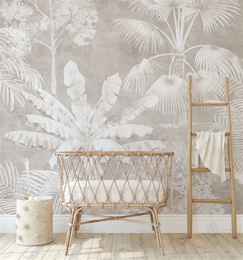 Пальми на бежевому фоні фотошпалери купити на замовлення ціни в Україні Miray