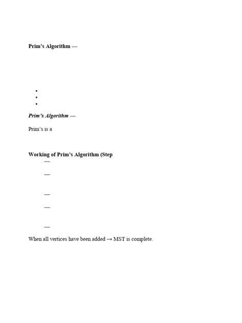 Prims Algorithm Minimum Spanning Tree Mst Pdf