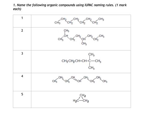 Solved Name The Following Organic Compounds Using Iupac Naming Rules