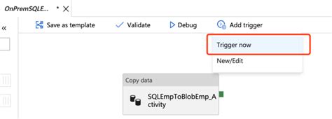 move data from on premise sql server to azure blob storage using azure data factory towards