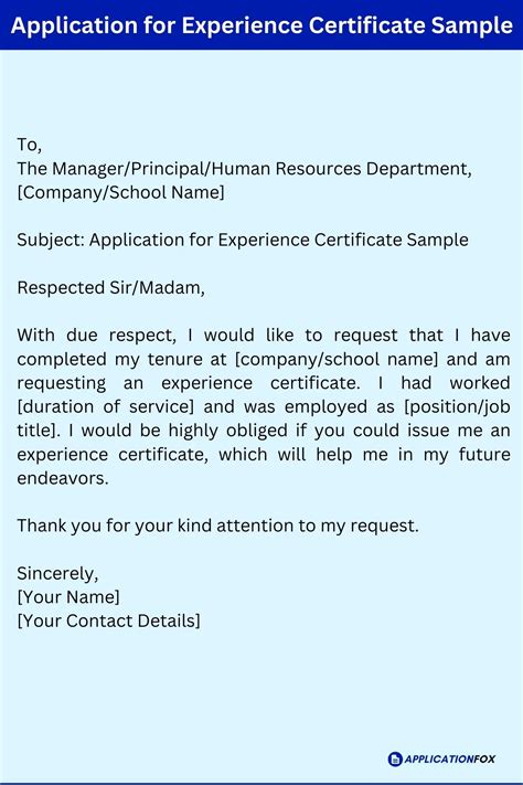 7 Samples Application For Experience Certificate