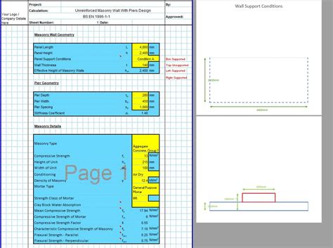 Brick Pier Design Spreadsheet 01 Civilweb Spreadsheets