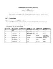 Lab OSI Model TCPIP Model Doc IFT Introduction To Internet Networking Lab OSI Model
