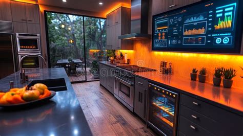 Smart Energy Monitor Displayed In A Modern Utility Room With Sleek Design And Ambiance Stock