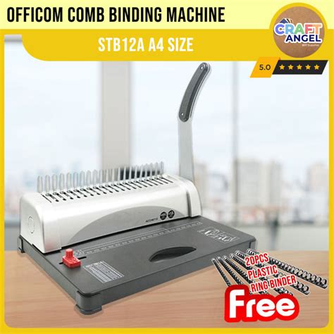 Officom STB12A Comb Binding Machine Heavy Duty A4 Size 21 Holes W 20PCS Plastic Ring Binder For
