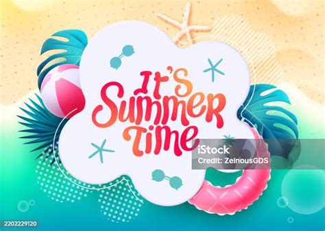 여름 해변 벡터 템플릿 디자인 나뭇잎과 해변의 열대 요소가 있는 하얀 단풍 공간에서 여름철 텍스트입니다 3차원 형태에 대한 스톡 벡터 아트 및 기타 이미지 Istock