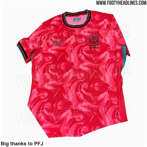 대한민국 축구 국가대표팀 새 유니폼 유출 붉은색과 민트색 결합 태극무늬 영감 패턴 Kollo