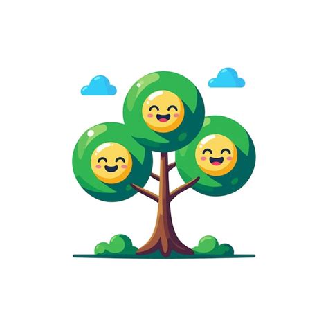 Premium Vector Happy Tree Emoticon Ai Generated Image