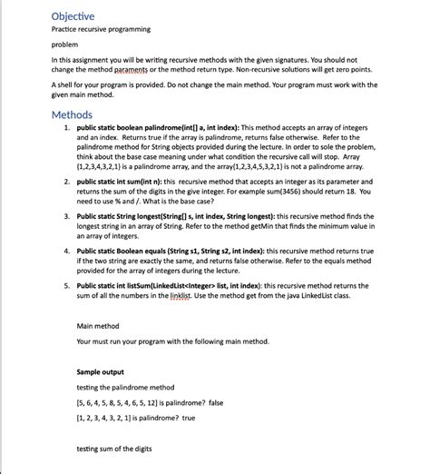 Solved Objective Practice Recursive Programming Problem In