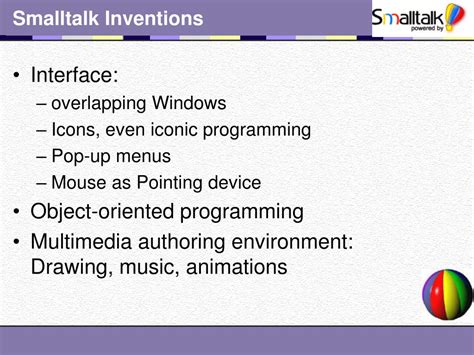 Ppt An Introduction To Smalltalk First Pure Object Oriented Language