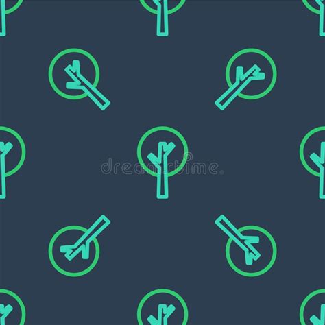 Line Tree Icon Isolated Seamless Pattern On Blue Background Forest Symbol Stock Vector