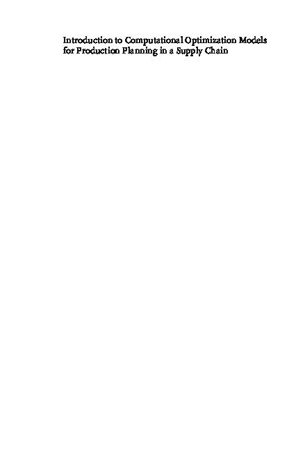 Introduction To Computational Optimization Models For Production