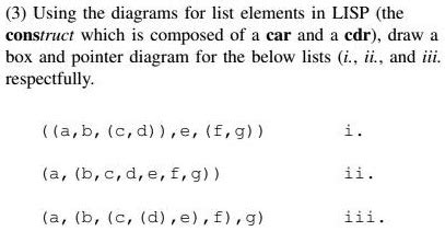 SOLVED Using The Diagrams For List Elements In LISP Construct A Box And Pointer Diagram For