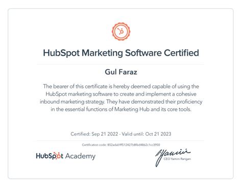 gul faraz on linkedin hubspot markting software certified