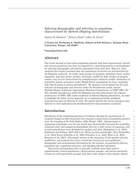 pdf inferring demography and selection in organisms characterized by