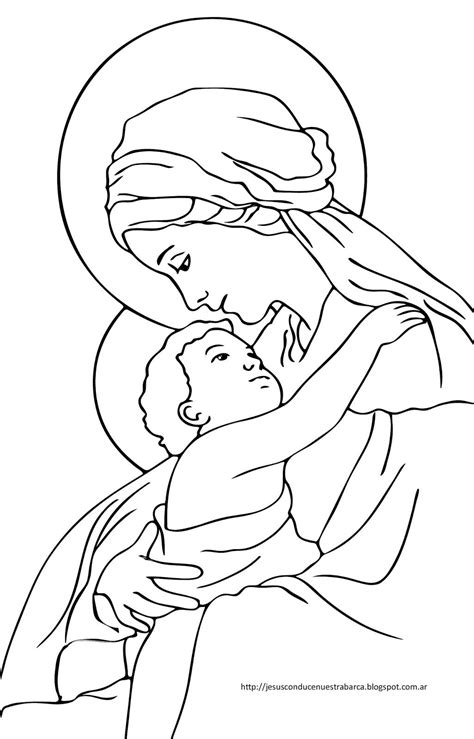 10 Dibujos De Maria Y Jesus Para Colorear